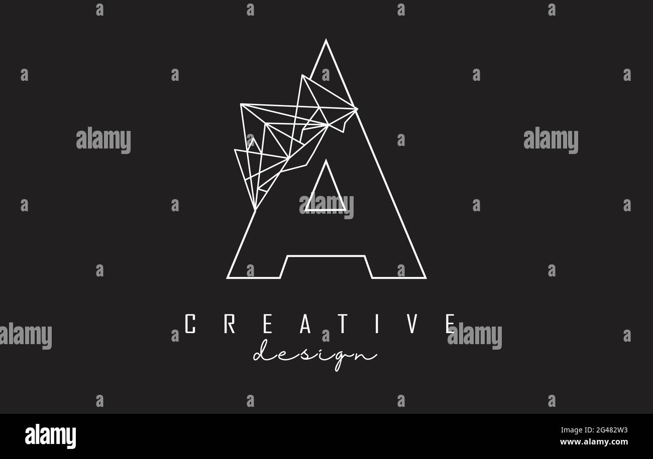 Outline Letter A logo design with broken stone detail. Vector ...