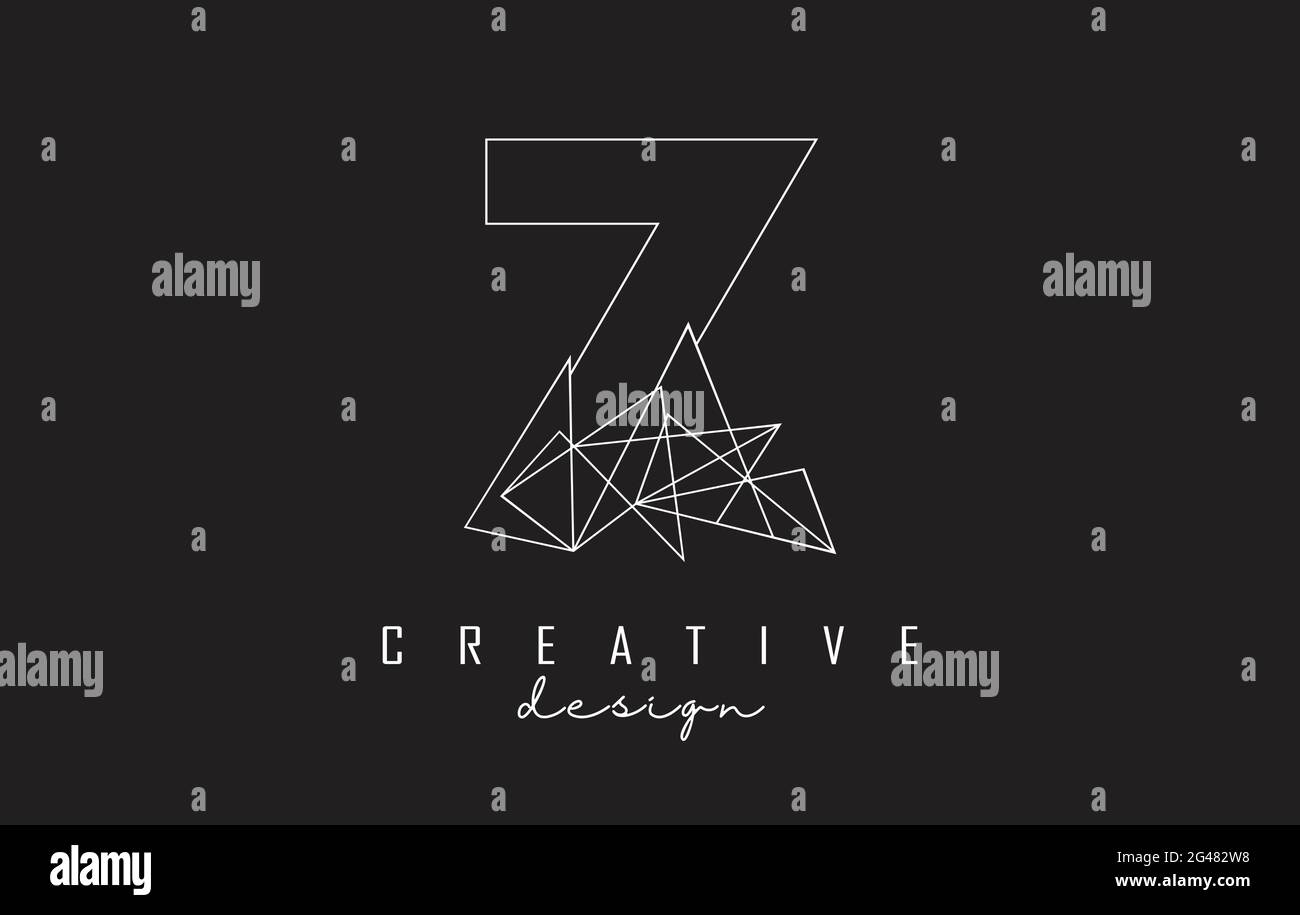 Outline Letter Z logo design with broken stone detail. Vector ...