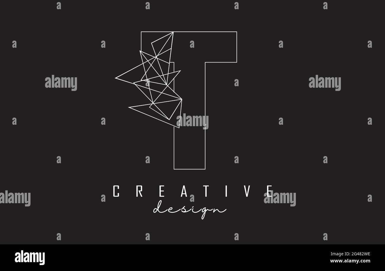 Outline Letter T logo design with broken stone detail. Vector ...