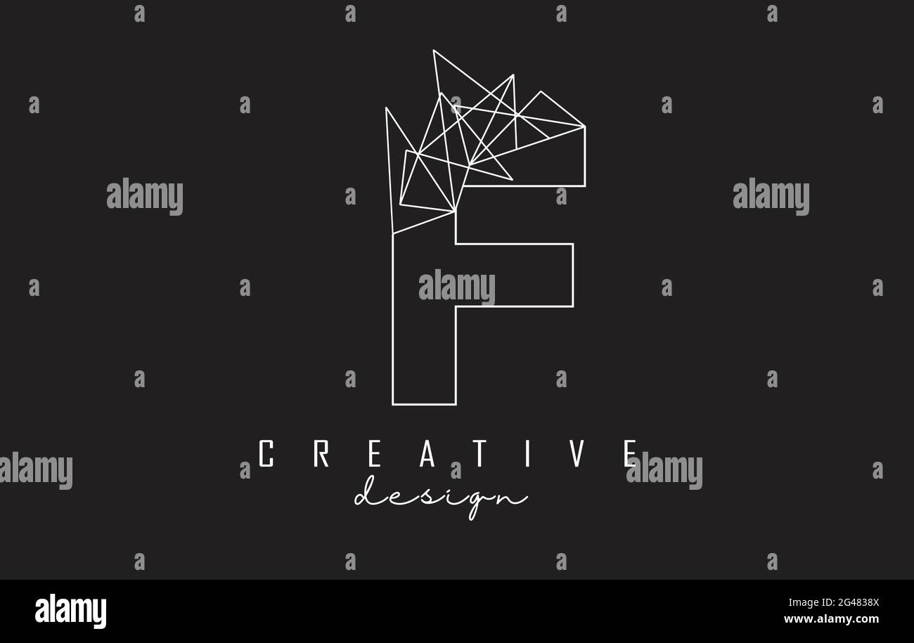 Outline Letter F logo design with broken stone detail. Vector ...