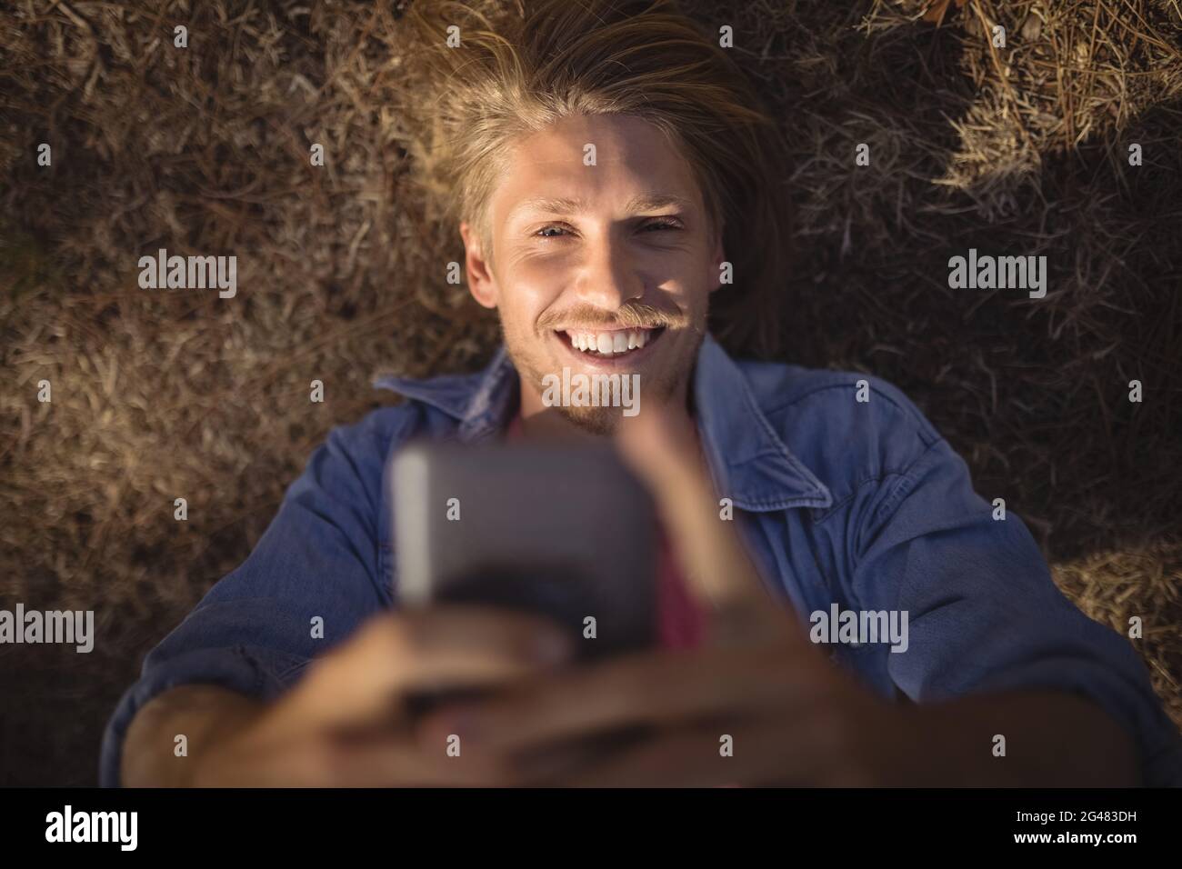Overhead view man typing hi-res stock photography and images - Alamy