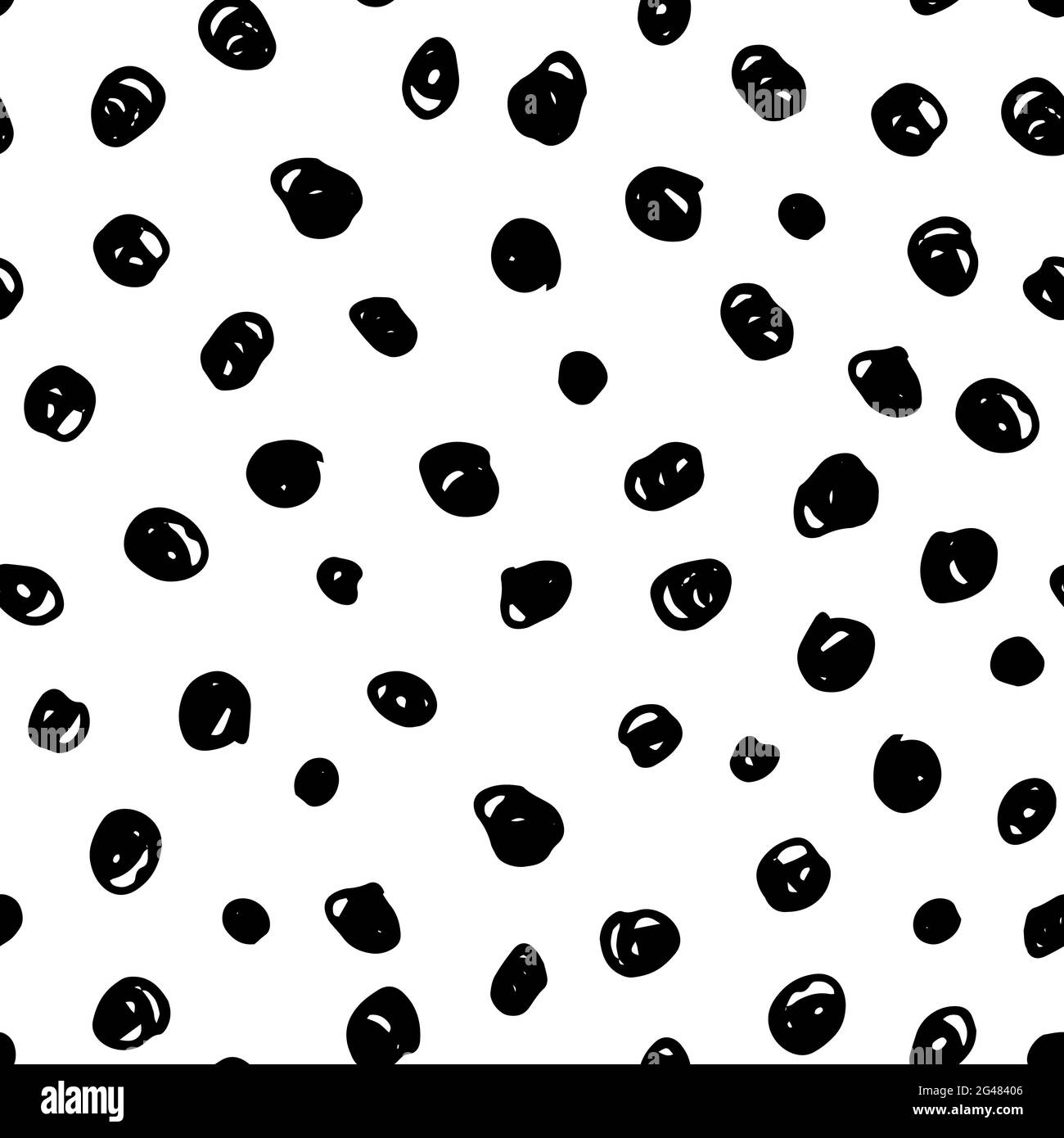 Seamless Scandinavian tangled pattern. Black outline messy hand-drawn ...