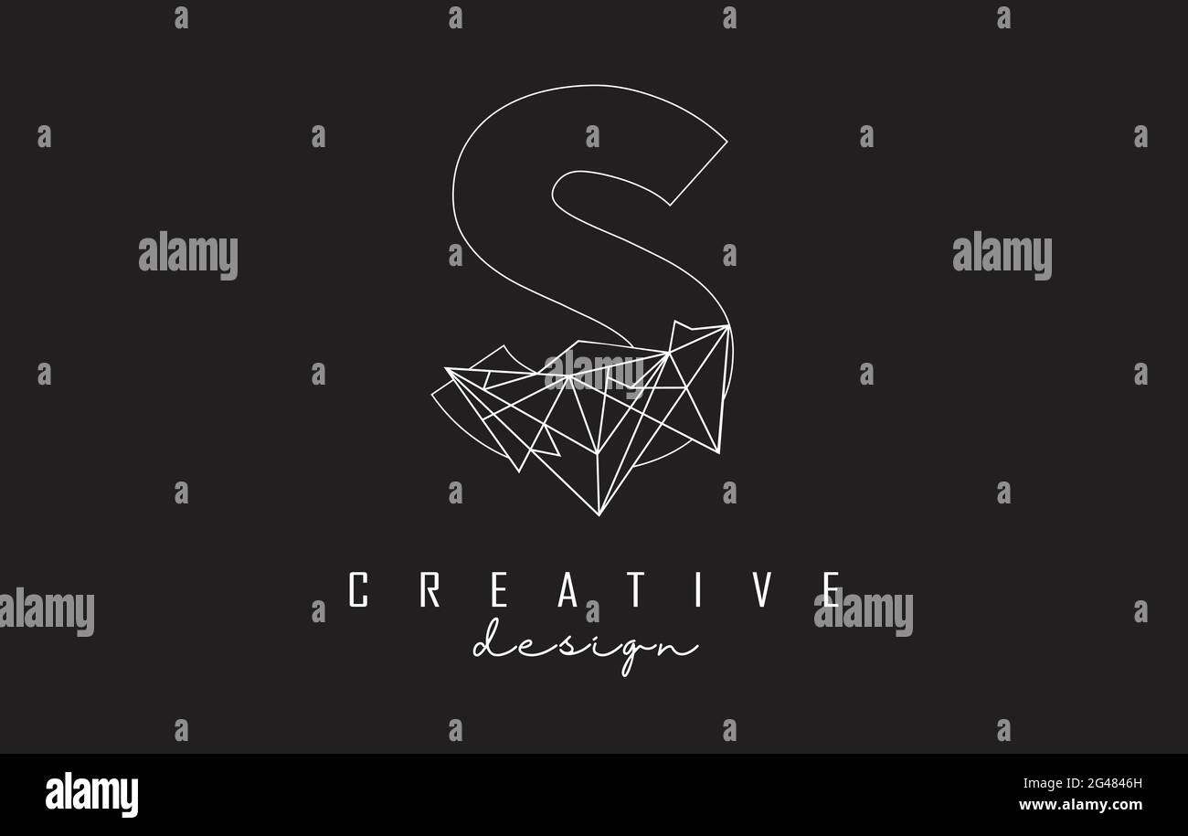 Outline Letter S logo design with broken stone detail. Vector ...