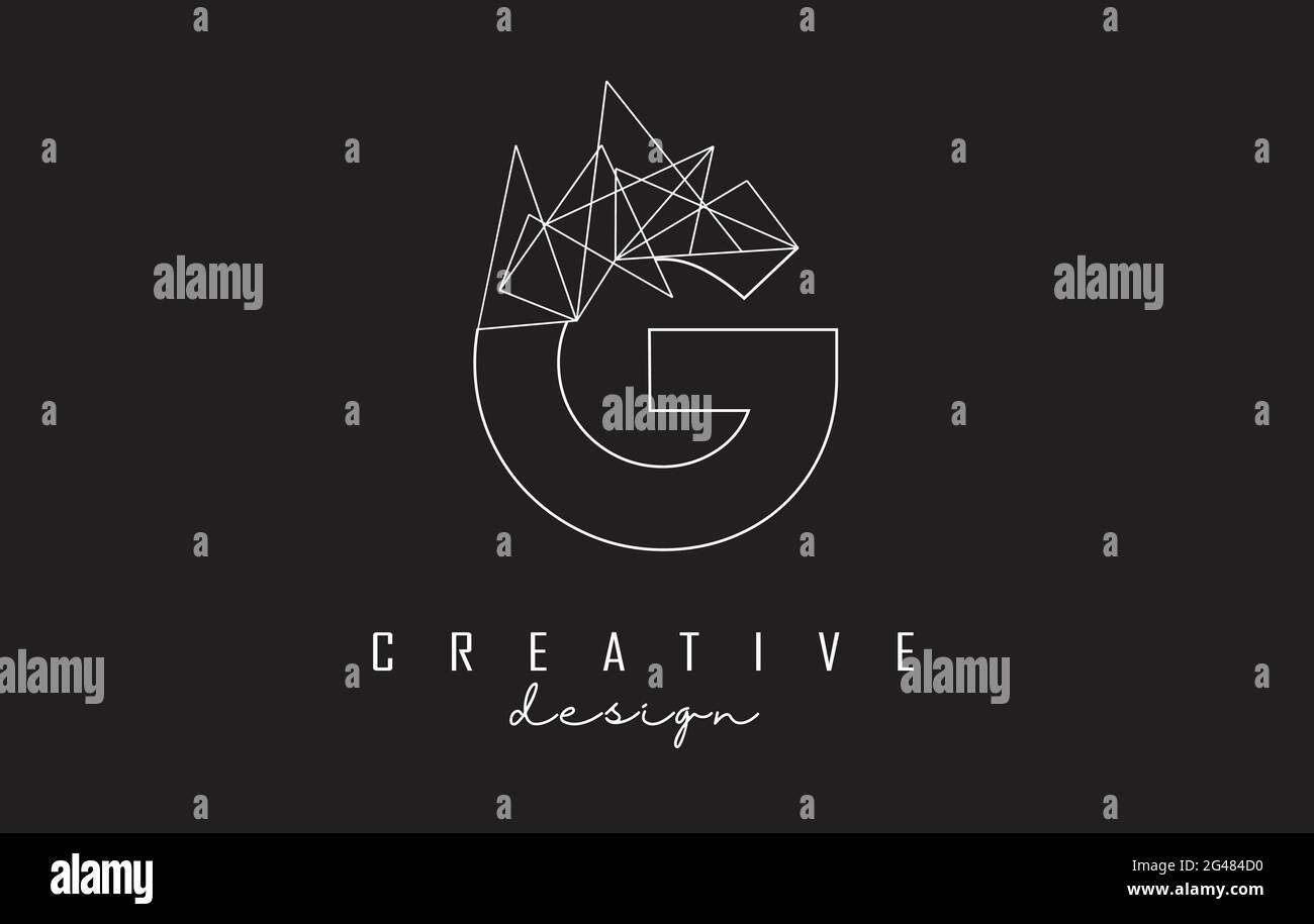 Outline Letter G logo design with broken stone detail. Vector ...