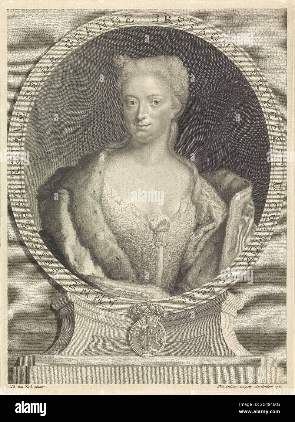 Portrait of Hanover Anna. Portrait of Anna in an oval with peripheral ...