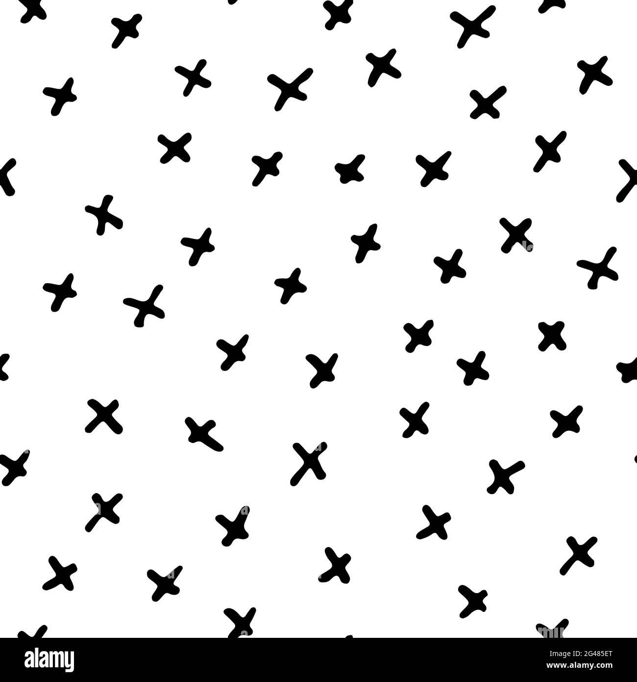 Seamless neutral doodle pattern. Black hand-drawn crosses on a white ...