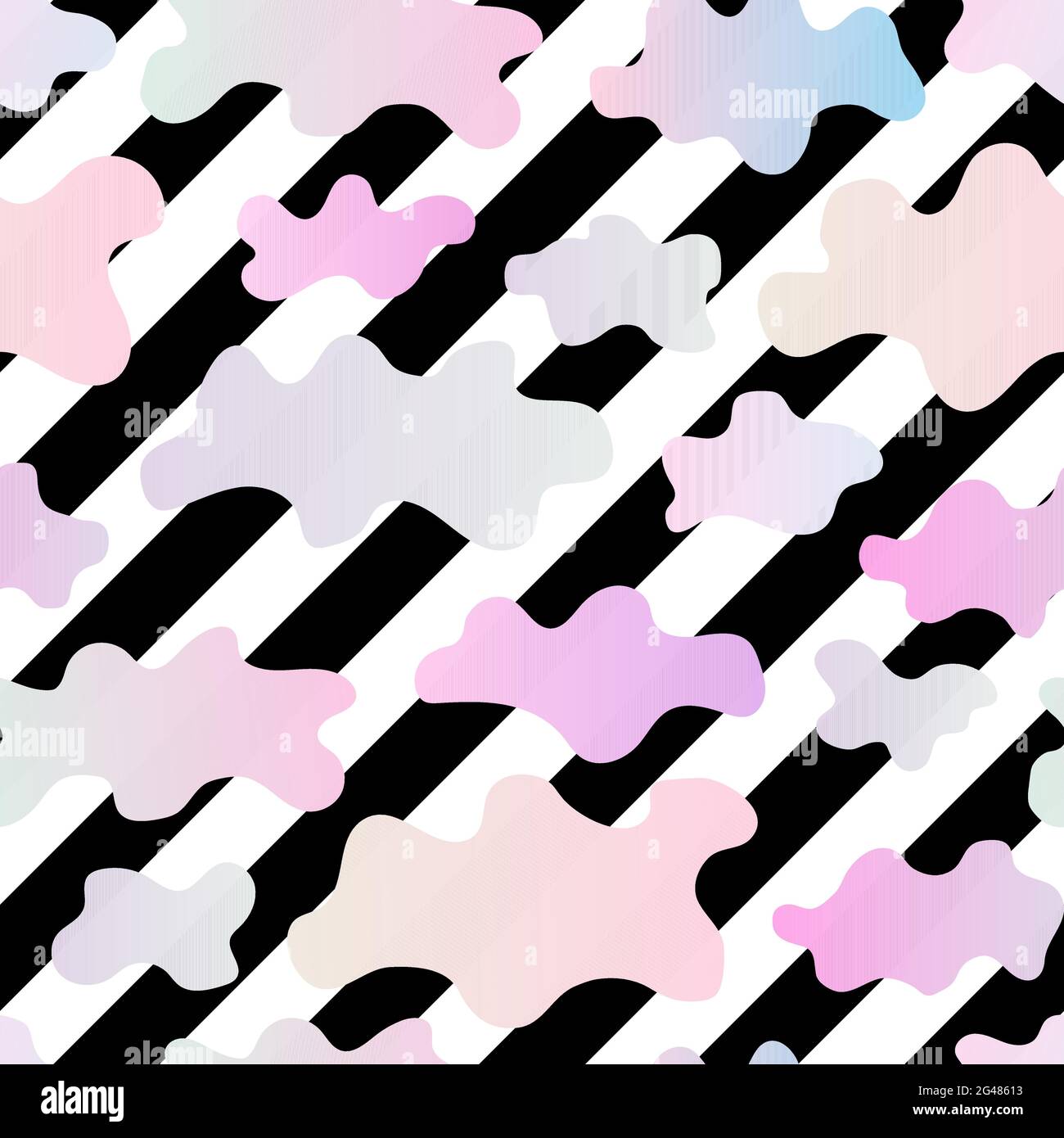 Seamless clouds pattern. Gradient Clouds on white, black stripes ...