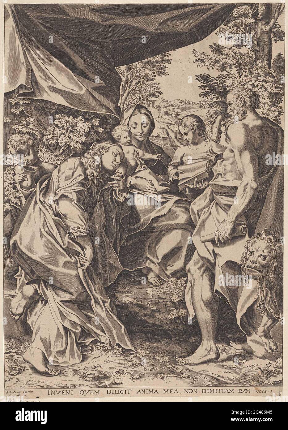 Maria with child and the Holy Hieronymus and Mary Magdalene. The Christ ...