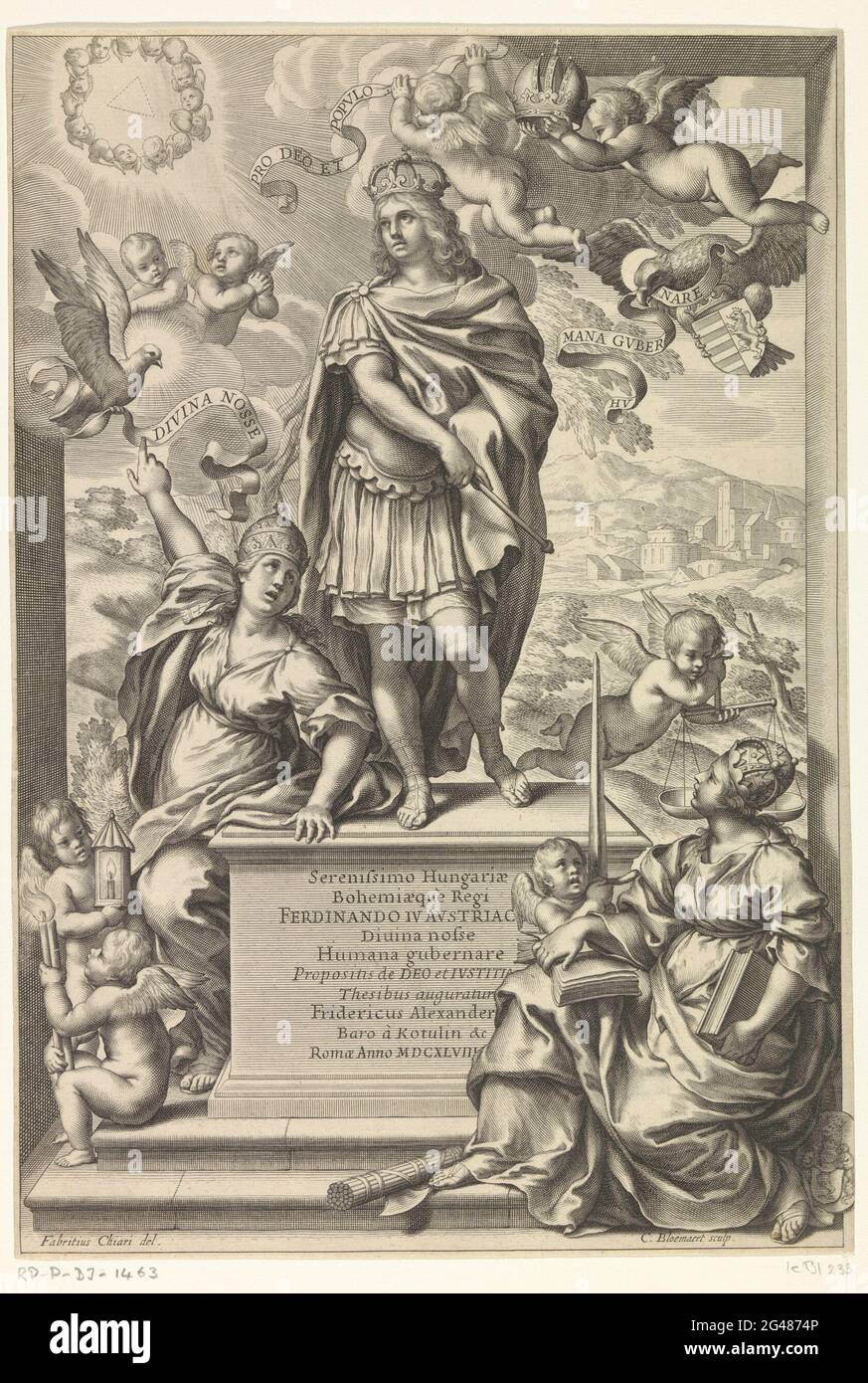 King Ferdinand IV. King Ferdinand IV on a base, surrounded by ...