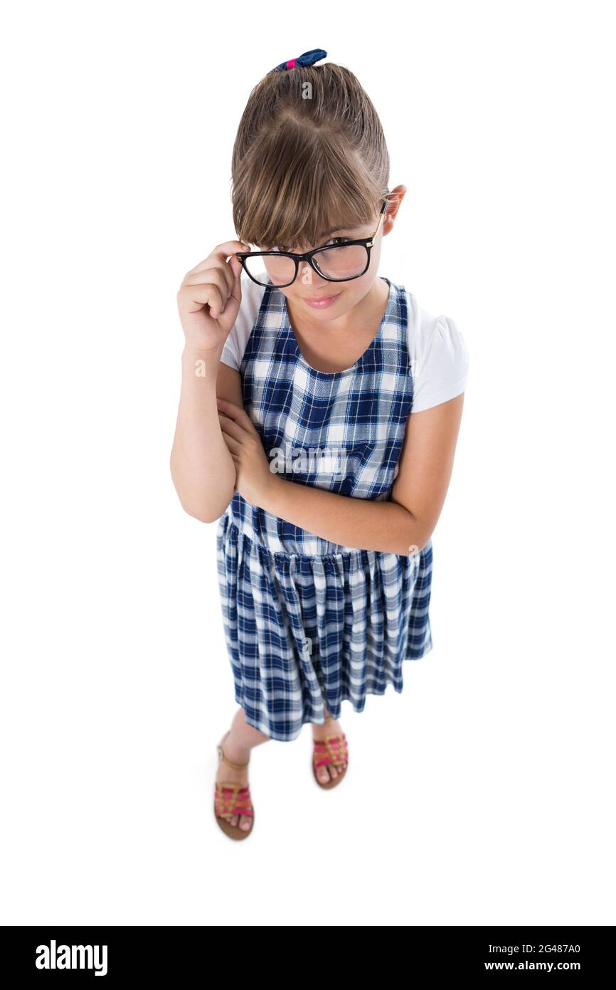 Cute girl posing on white background Stock Photo - Alamy
