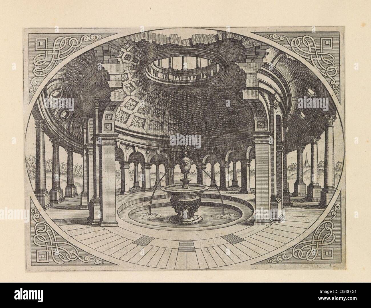 Round temple with central basin and fountain; Variae architecturae ...