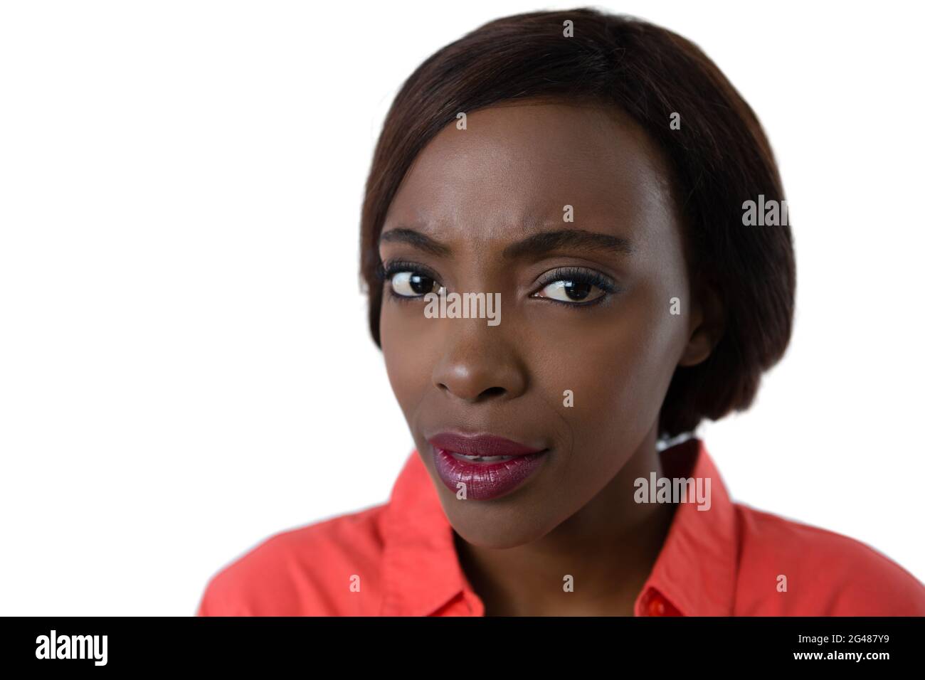 Woman face close up eyebrows raised hi-res stock photography and images ...