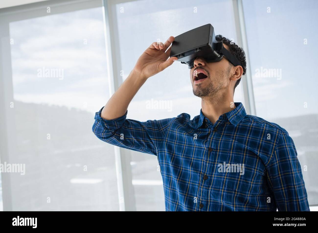 Male executive using virtual hi-res stock photography and images - Alamy