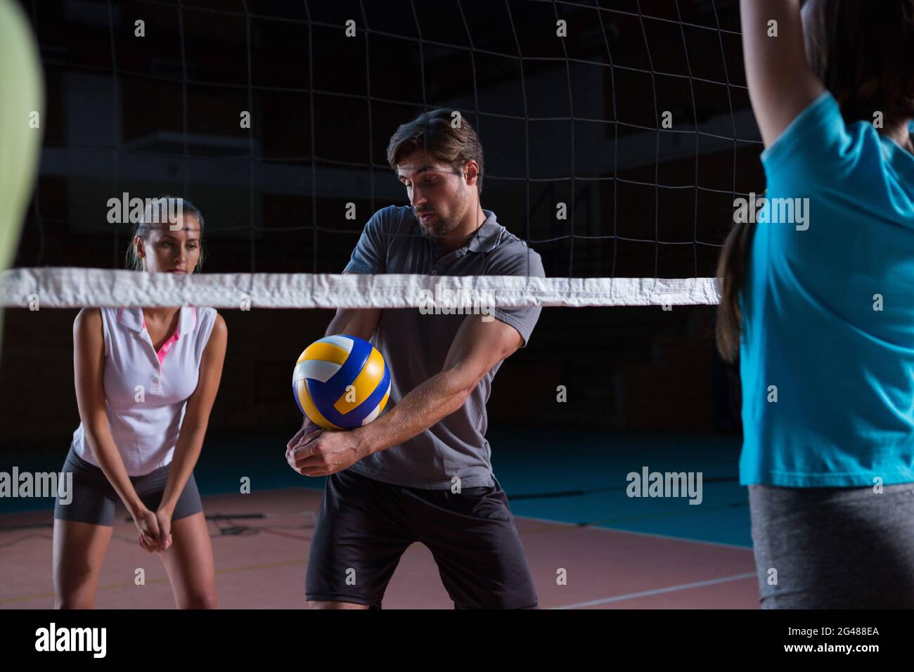 Professional sportsperson standing court competition determination hi ...