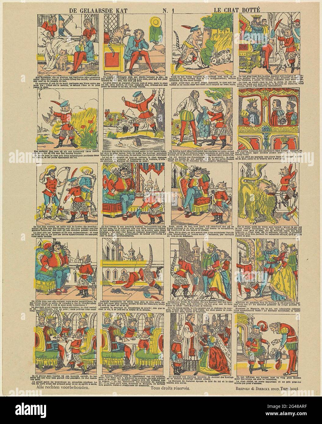 The booted cat / le chat botté. Leaf with 16 shows from the boot's ...