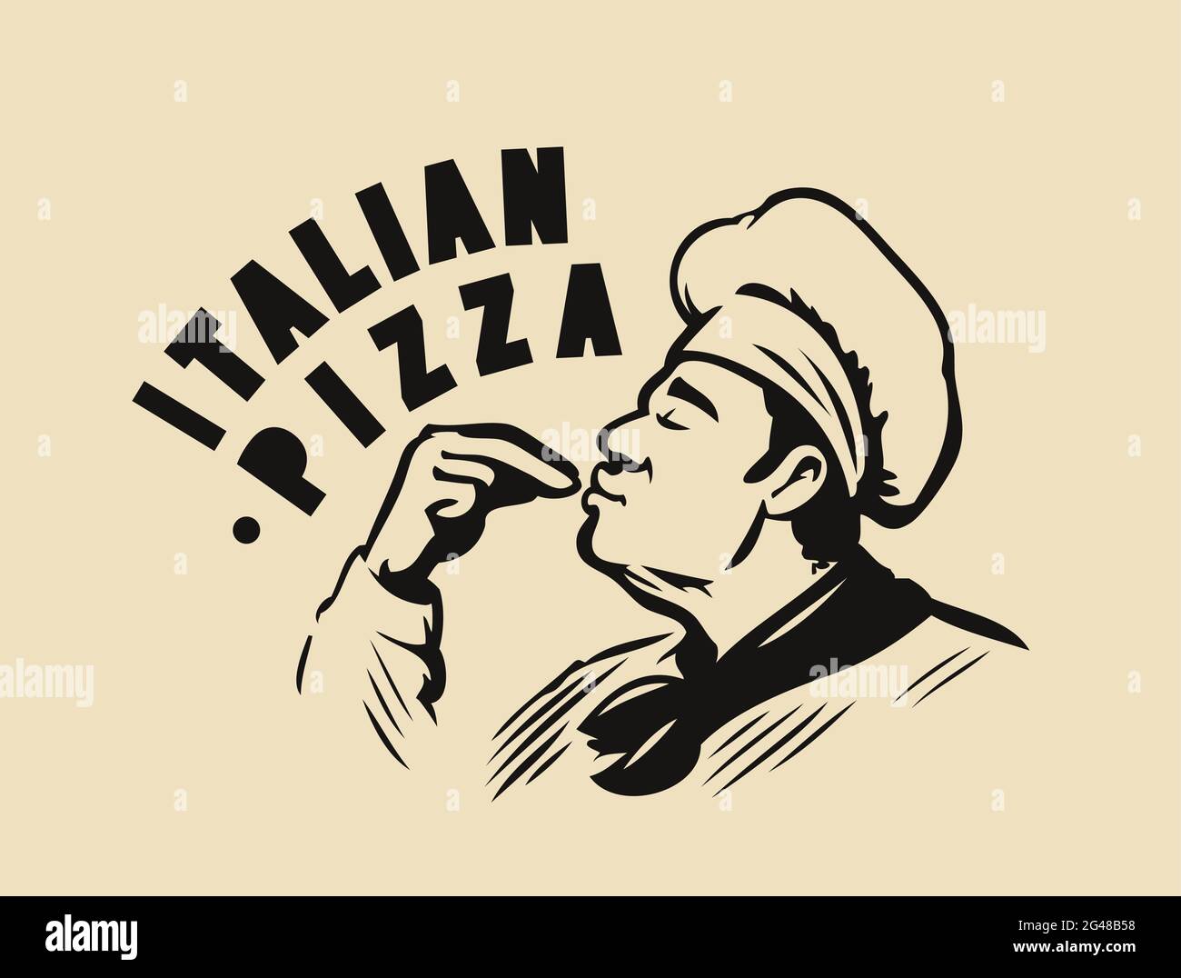 Italian pizza emblem. Chef gourmet symbol vector illustration Stock ...