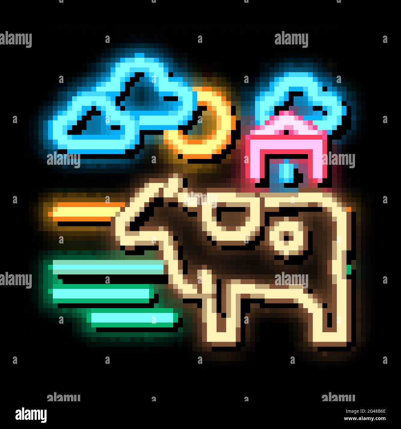 spotted cow in village neon glow icon illustration Stock Vector Image ...