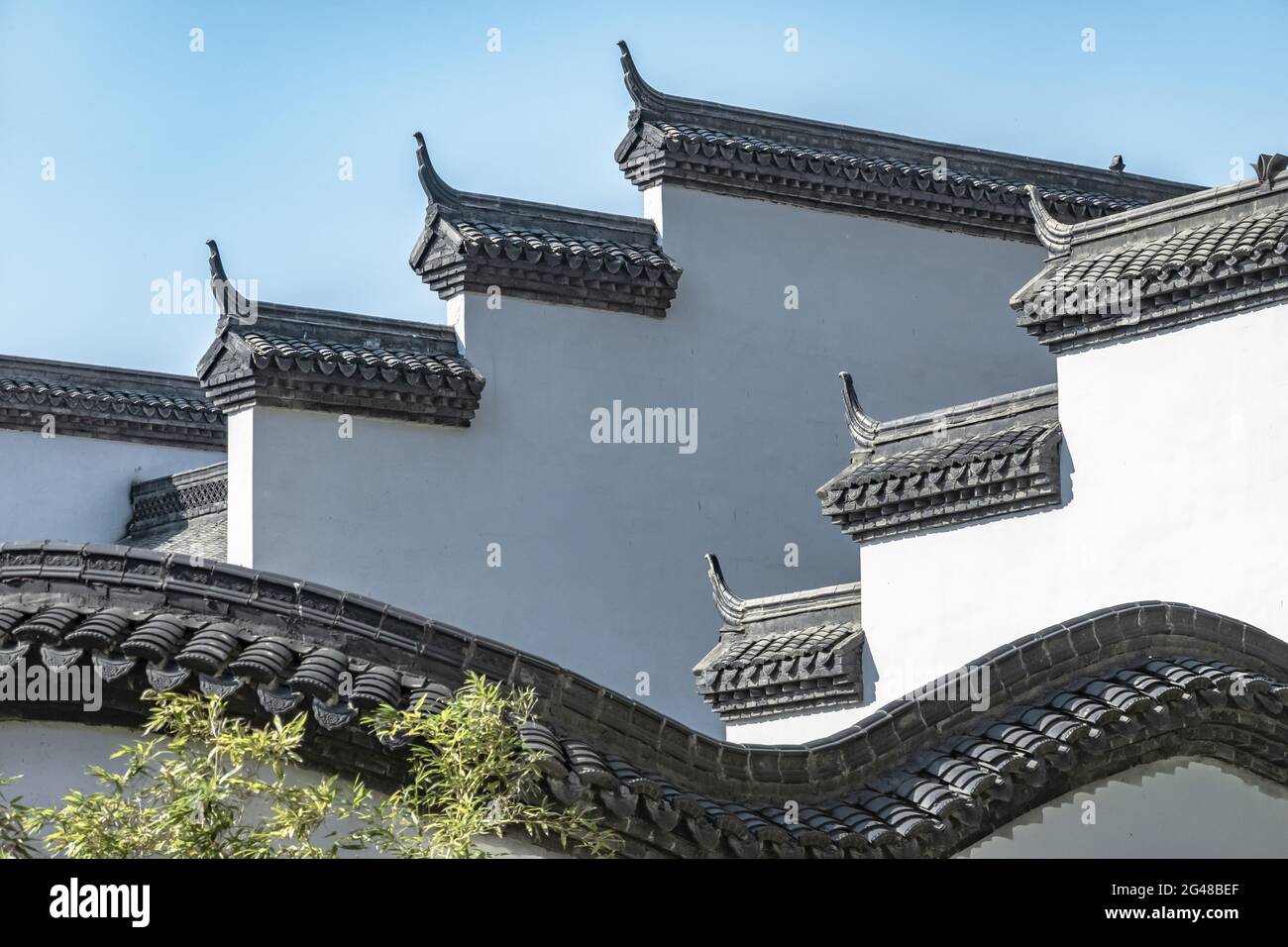 Beautiful view of a traditional Chinese white building in daylight ...