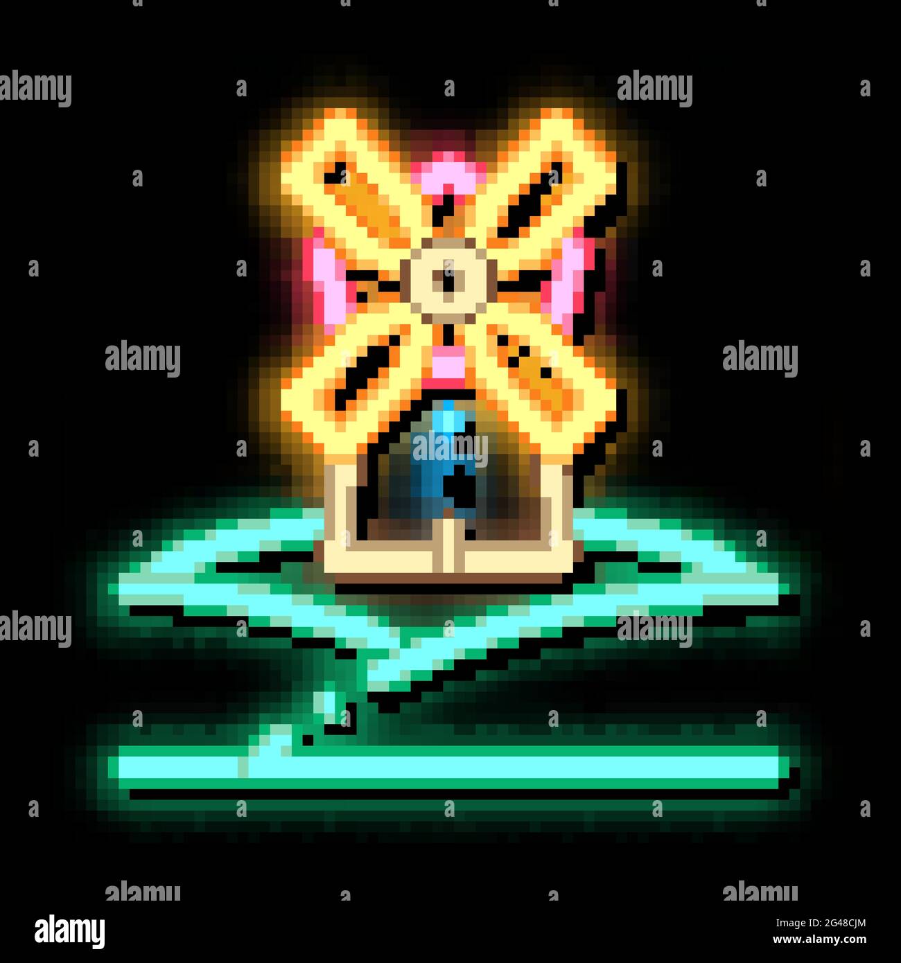 windmill in meadow neon glow icon illustration Stock Vector Image & Art ...