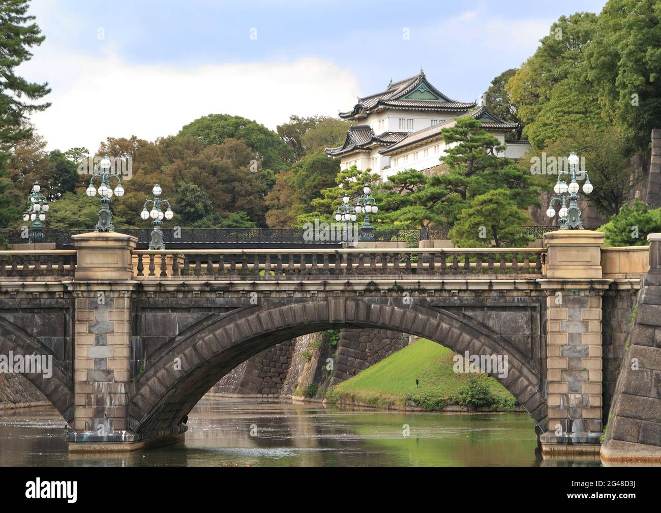 Tokyo Imperial Palace and an arch bridge over a river Stock Photo - Alamy
