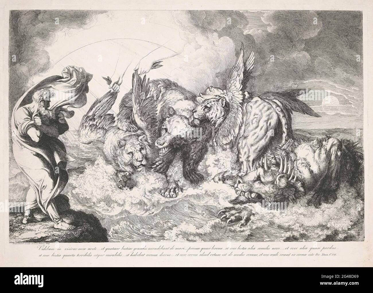 The vision of Daniel. In a nightly dream, the prophet Daniel sees how ...