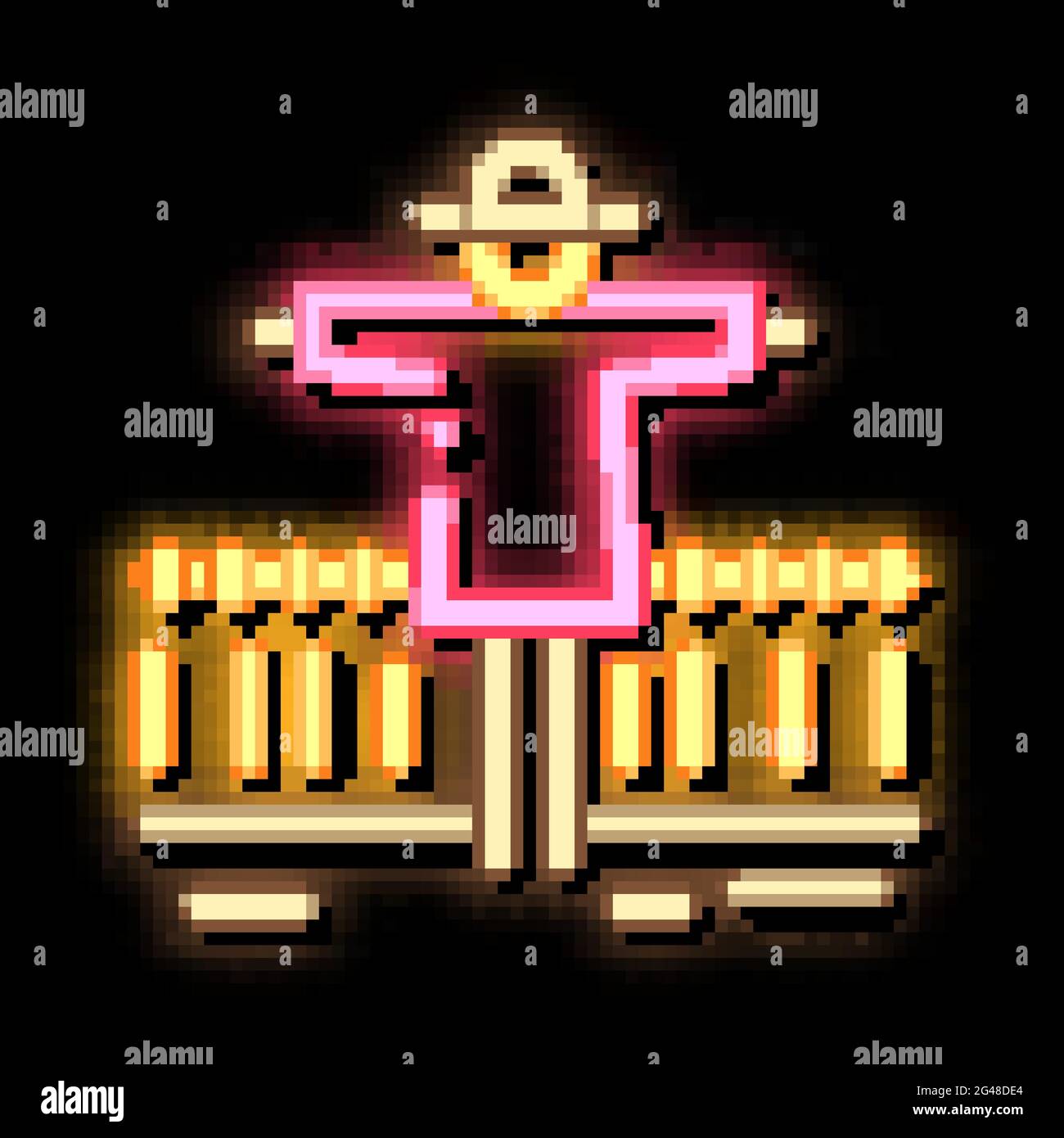 wheat field scarecrow neon glow icon illustration Stock Vector Image ...