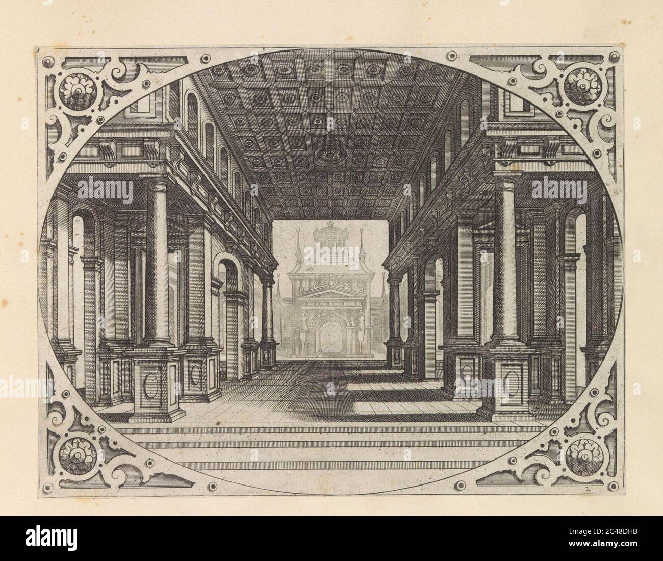 Open hall with a colonnade on both sides; Variae architecturae formae ...