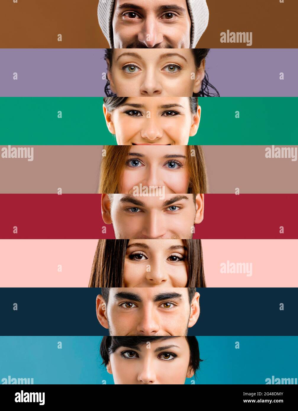 Collage of multiple portraits of women and men Stock Photo - Alamy