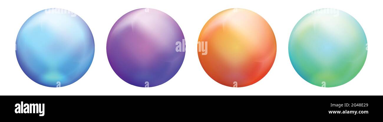 Set with glass colorful balls. Glossy realistic ball, 3D abstract ...