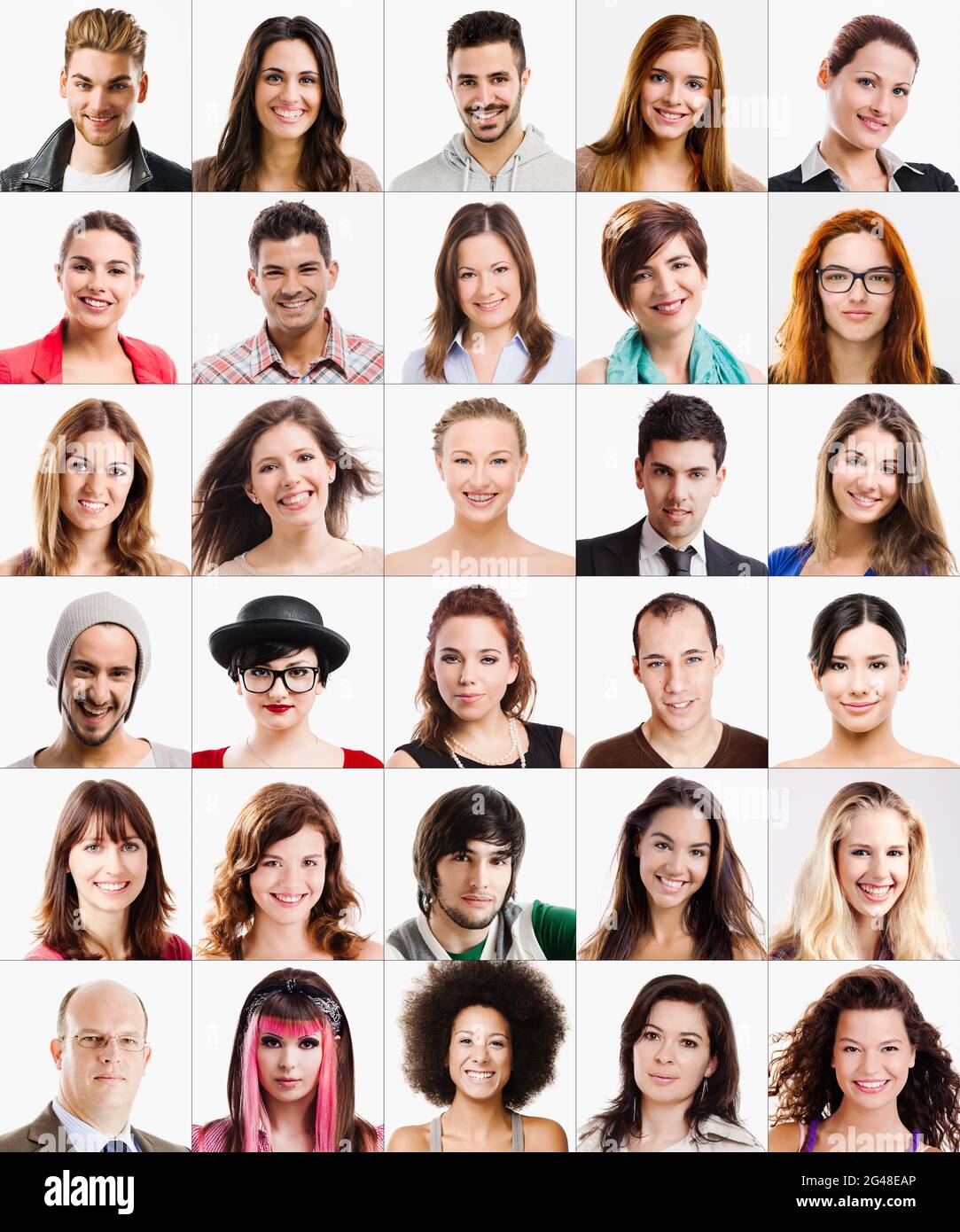 Collage of Multiple portraits of different people Stock Photo - Alamy