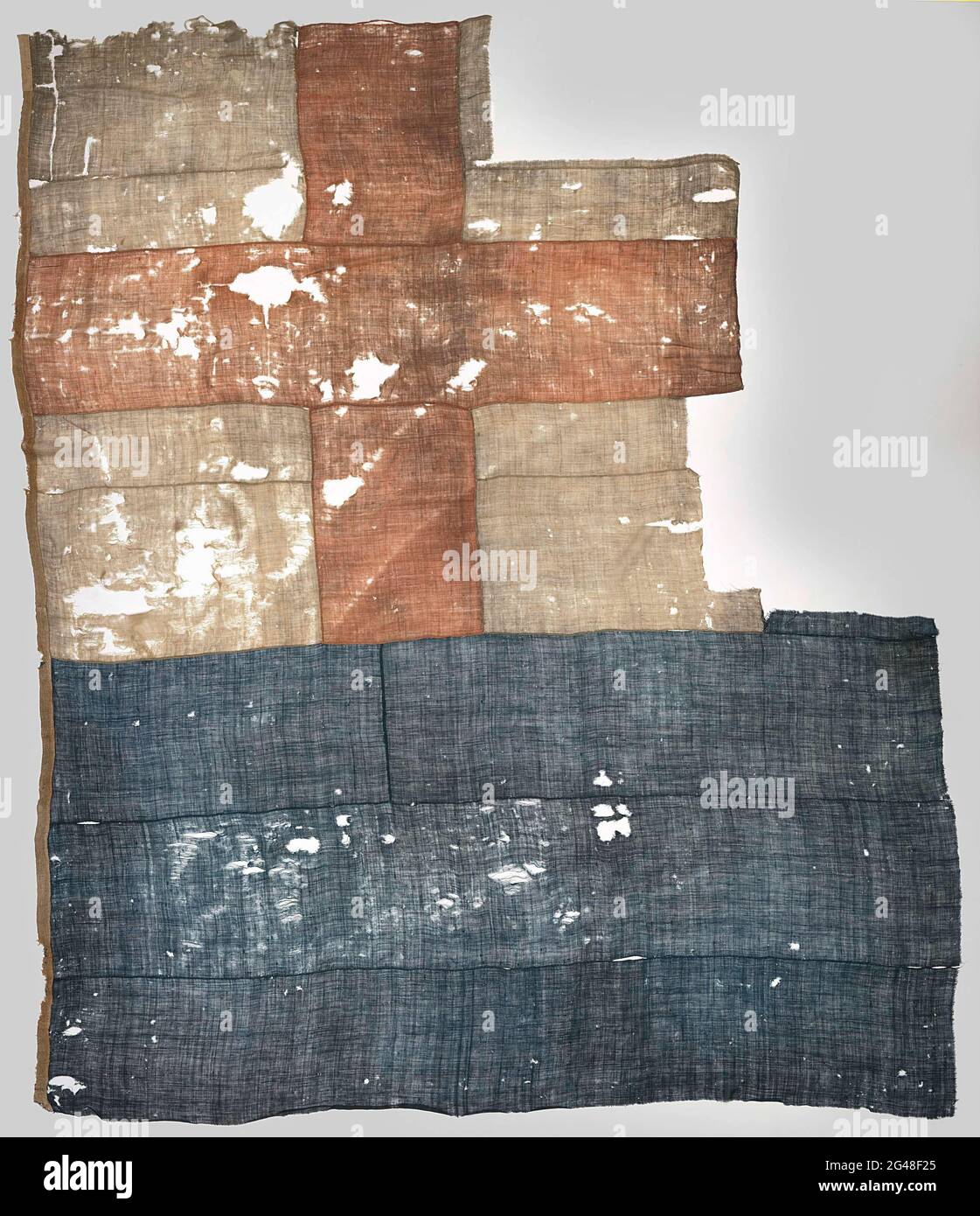Fragment of a Ship Flag. Fragment of the sling of a ship flag, blue ...