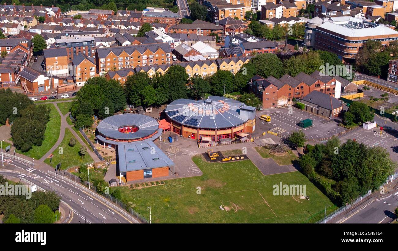 An aerial view of Mount Stuart Primary School in Cardiff Bay in Cardiff ...