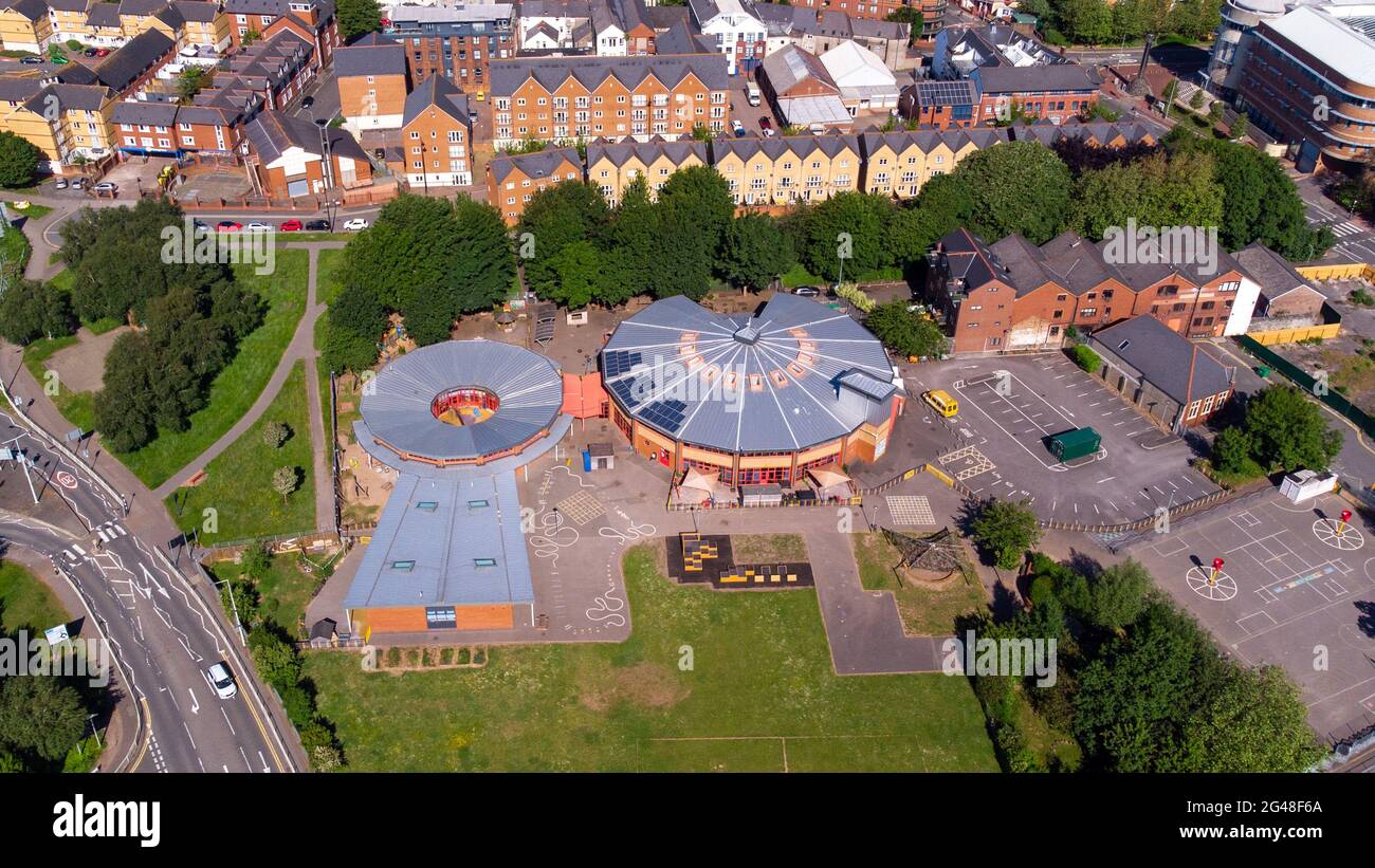An aerial view of Mount Stuart Primary School in Cardiff Bay in Cardiff ...