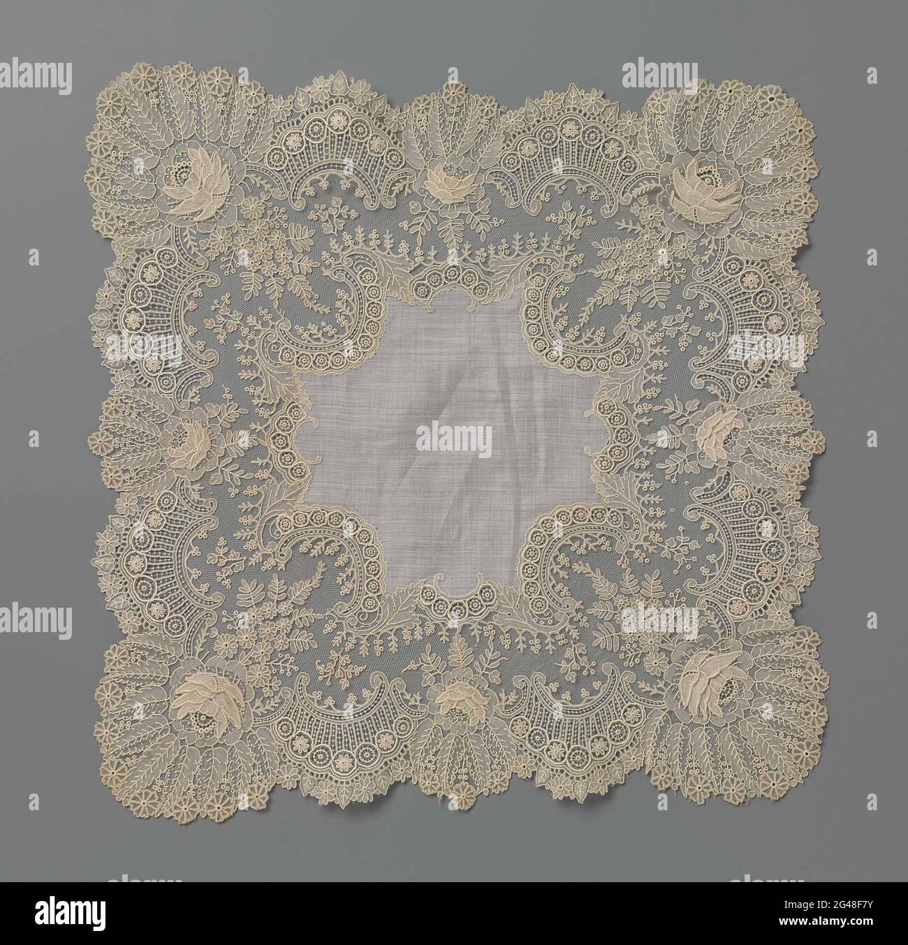 Handkerchief with a border of needle side with wheels edges ...