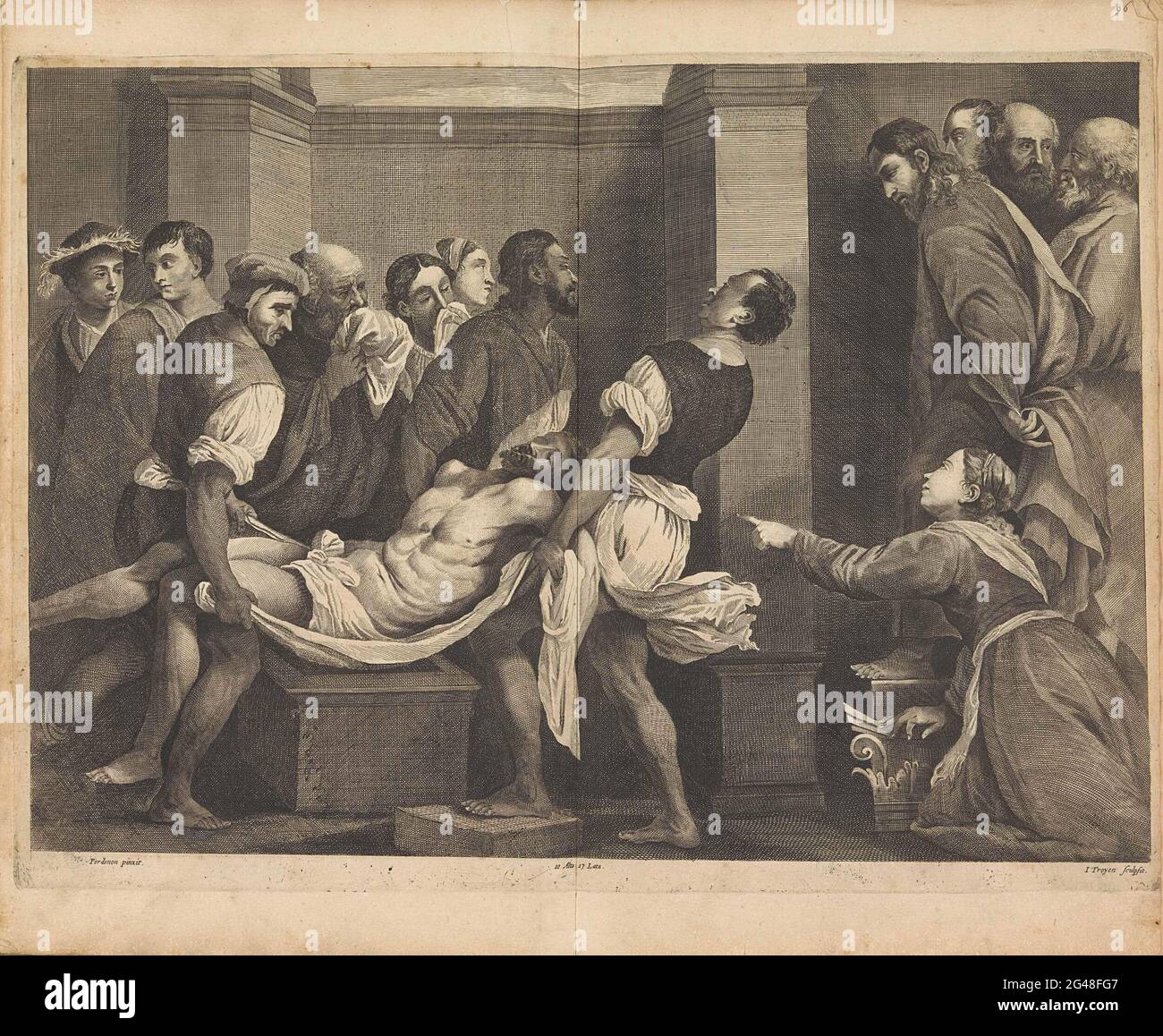 Tranking of Christ. Christ is worn towards the tomb. Different people ...