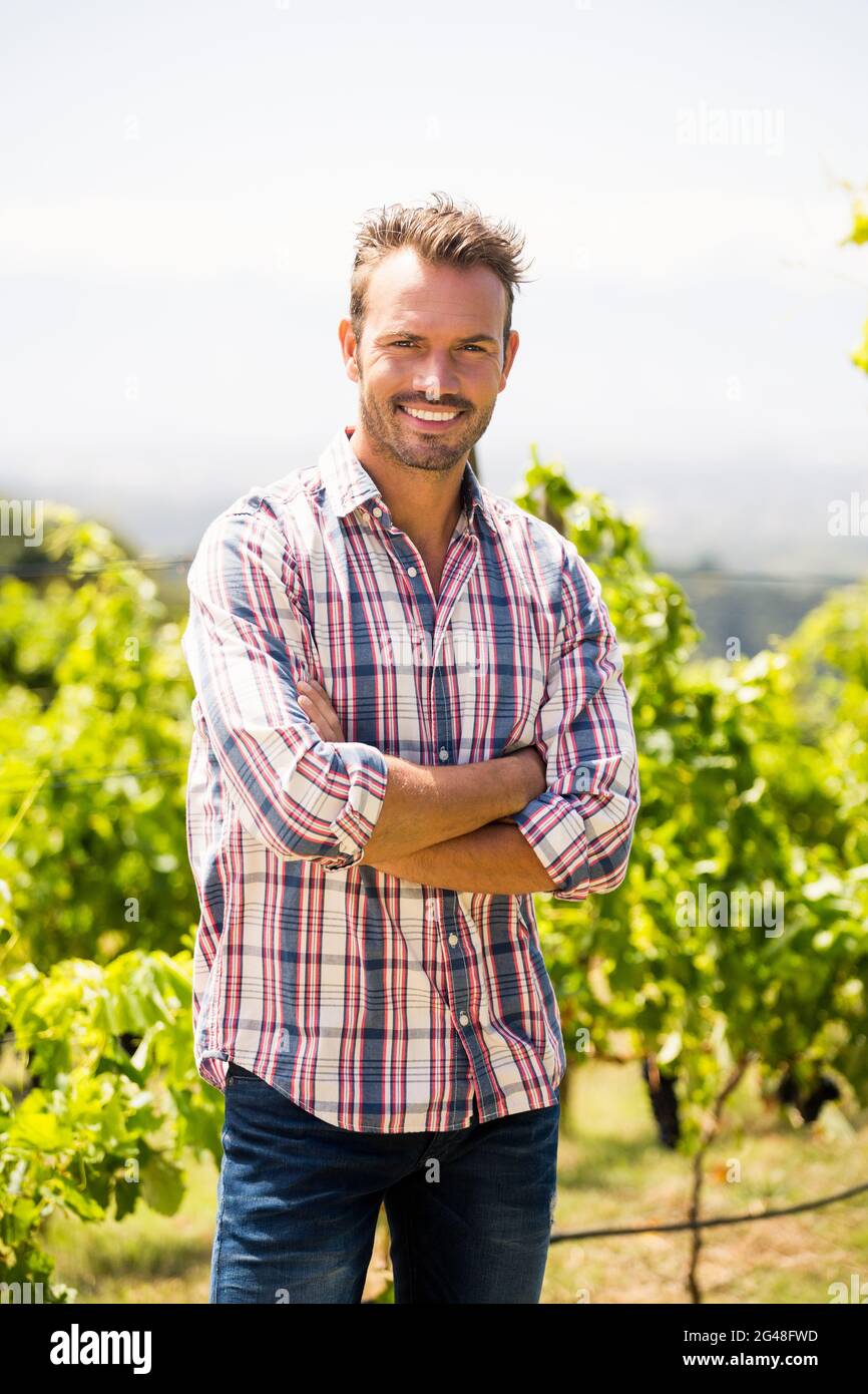 Portrait of young man at vineyard Stock Photo - Alamy
