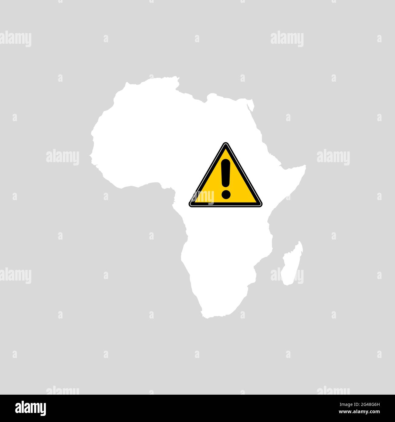 Africa continent map with caution sign. Travel ban. Immigration, health ...
