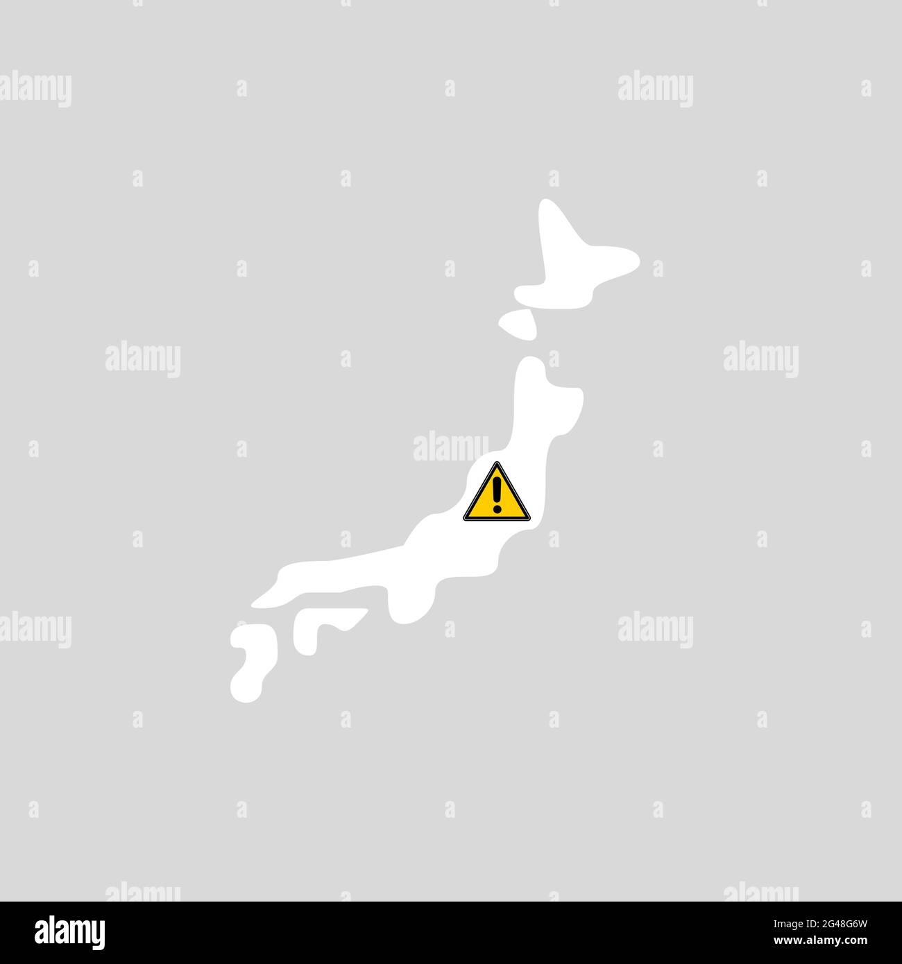 Japan map with with caution sign. Travel ban. Immigration, health ...