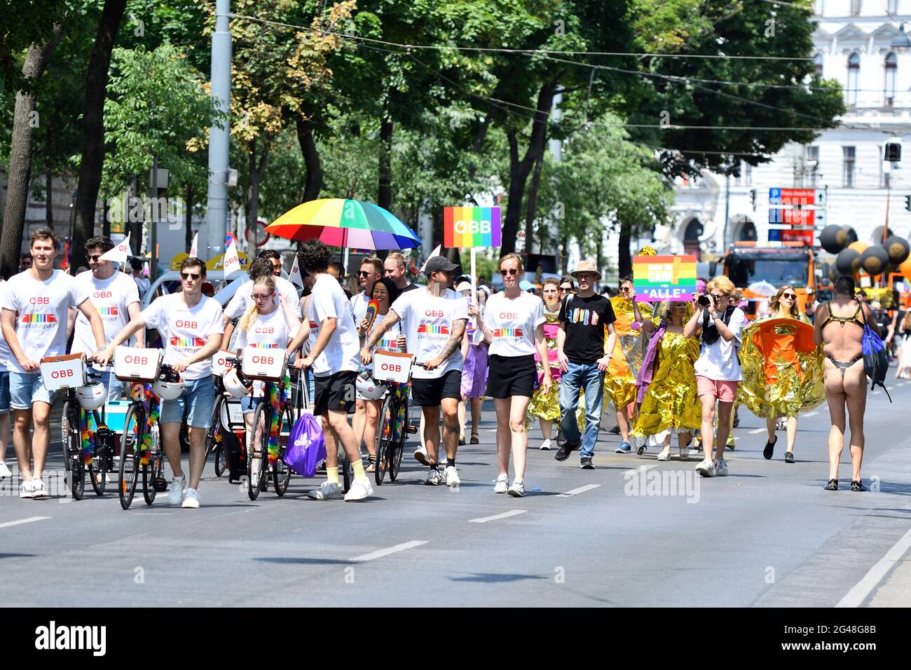Vienna, Austria. 19th June, 2021. For the 25th time the rainbow parade ...