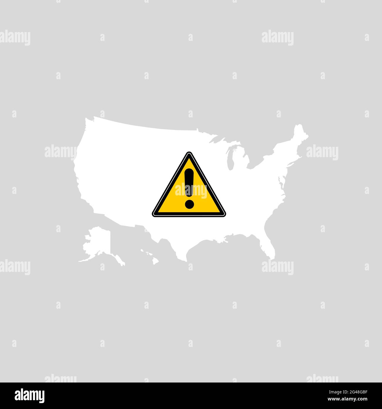 USA map with caution sign. Travel ban. Immigration, health, business ...