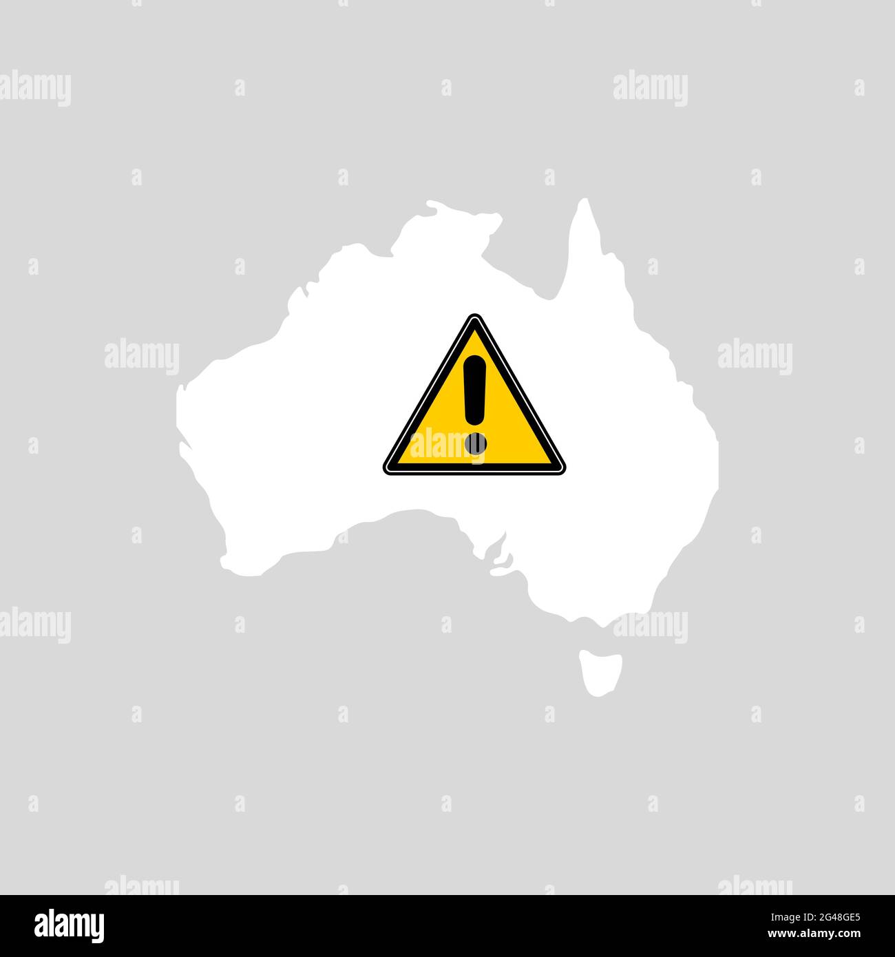 Australia map with caution sign. Travel ban. Immigration, health ...