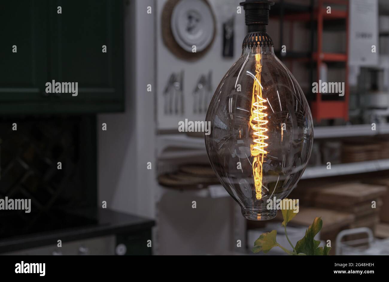 Carbon filament lamp with dark glass in vintage style Stock Photo - Alamy