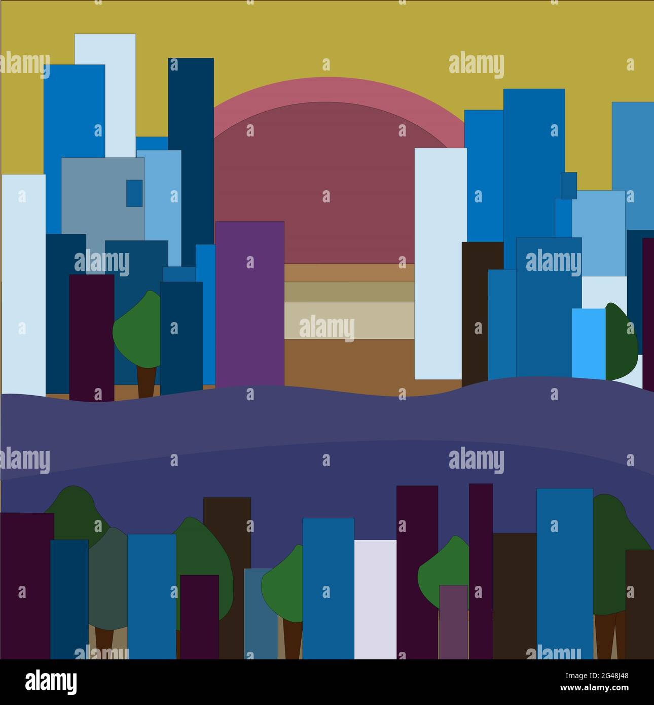 Illustration of an abstract colorful pattern of a graphic cityscape and ...