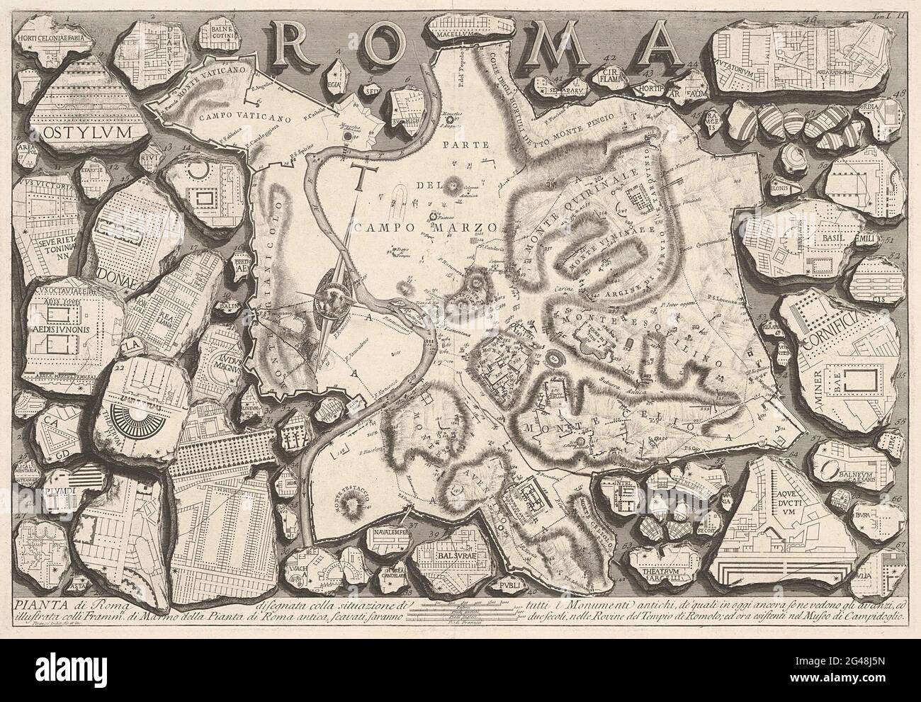 Map of Rome; Pianta di Roma (...); Archaeological finds in and around ...