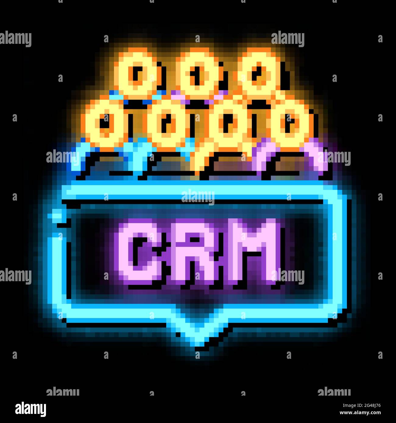 customer relationship management neon glow icon illustration Stock ...