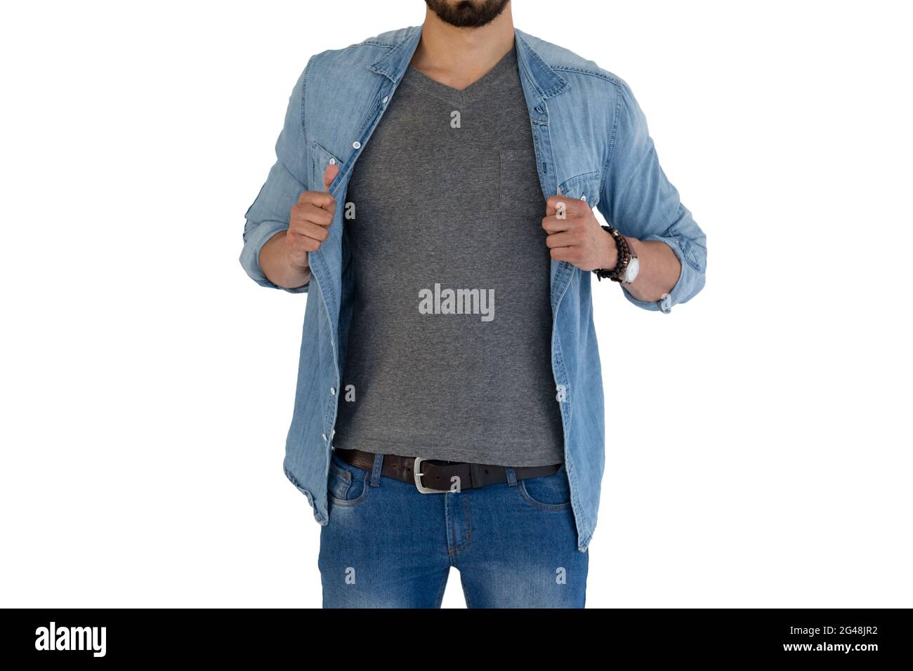 Handsome man posing against white background Stock Photo - Alamy