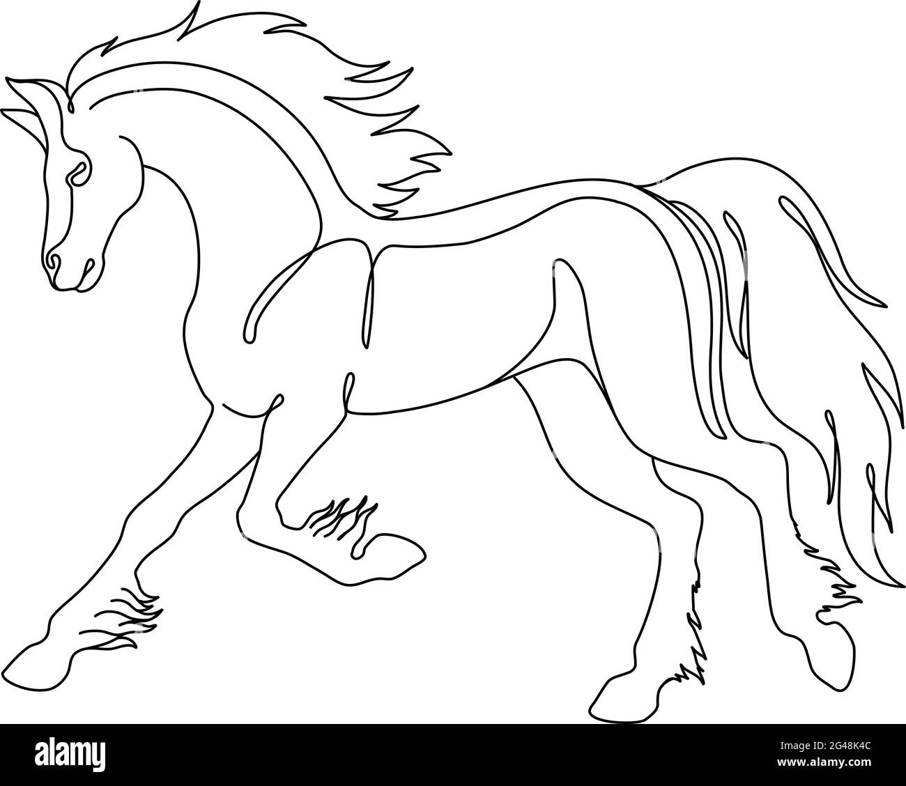 One line horse design silhouette. Hand drawn minimalism style vector ...