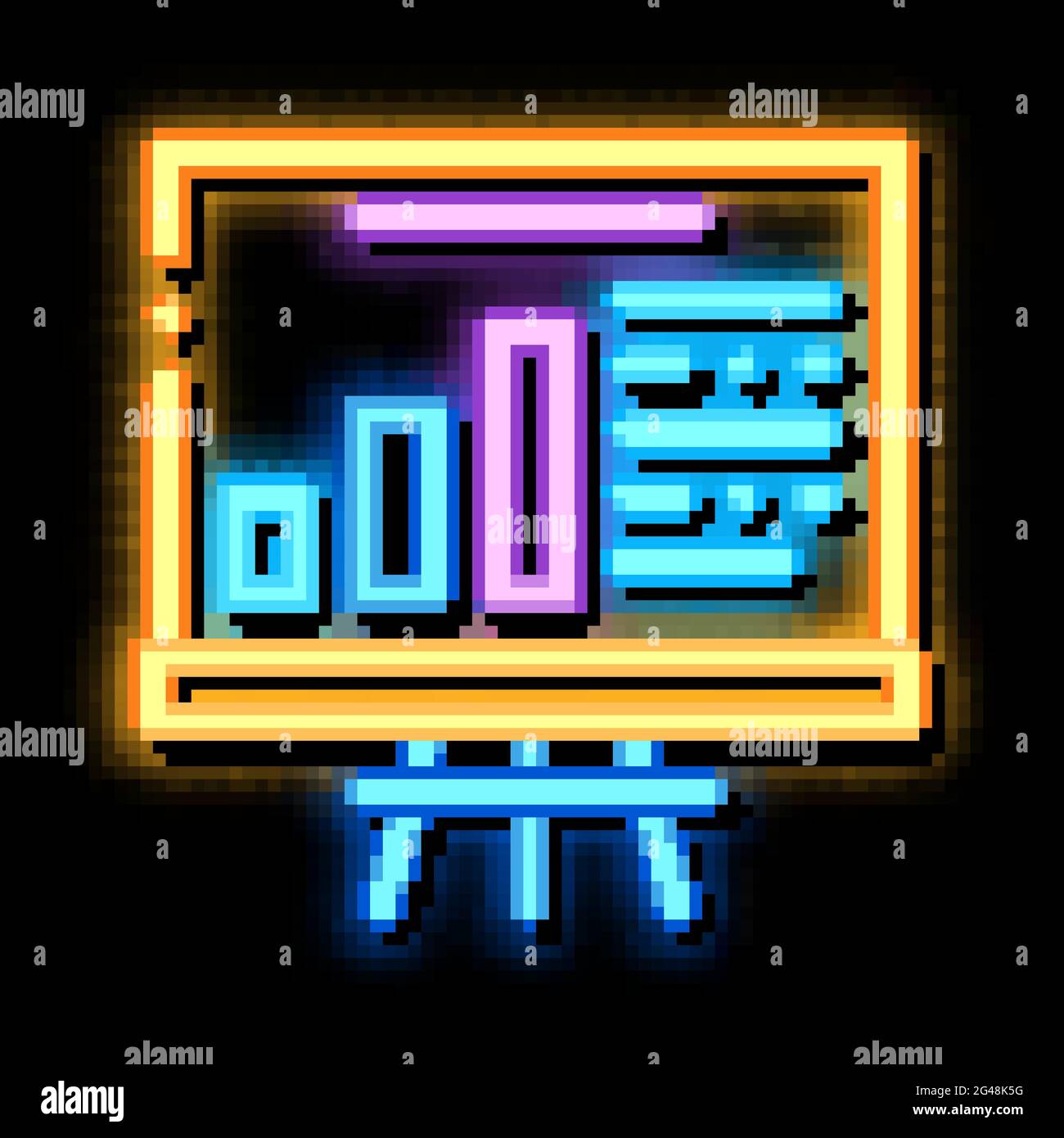 optimization study diagram chart neon glow icon illustration Stock ...