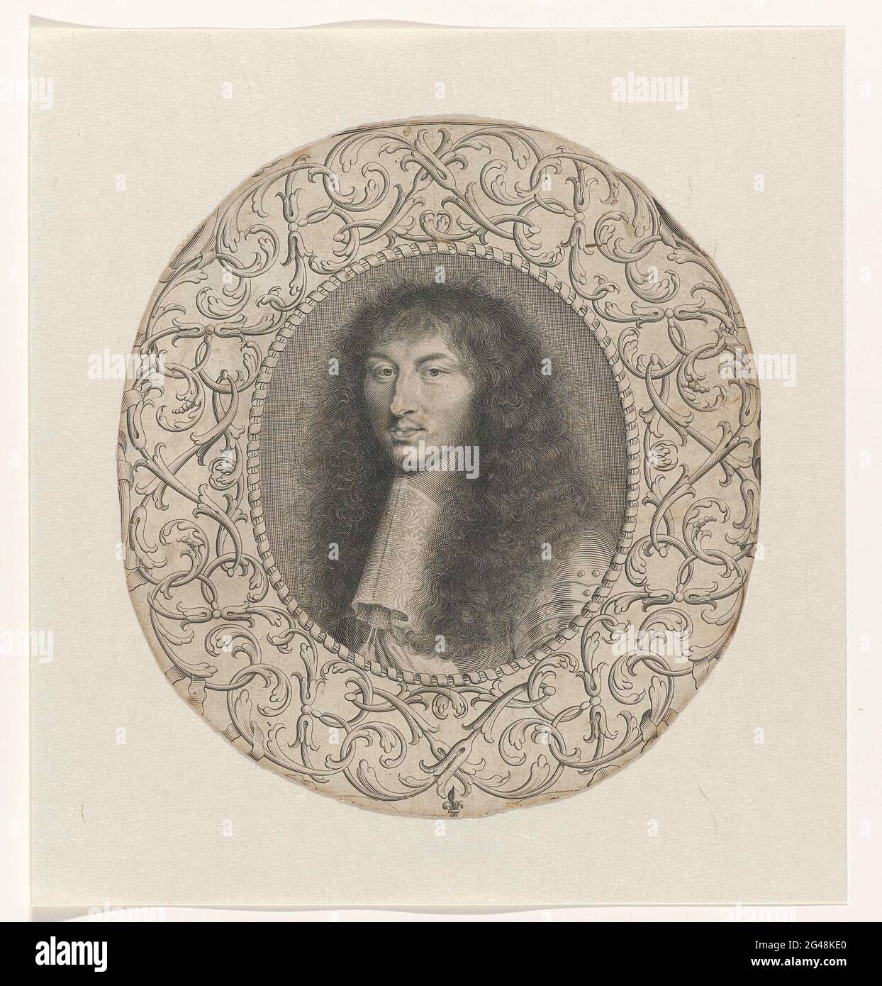 Portrait of a man surrounded by a decorative frame with arabesque ...