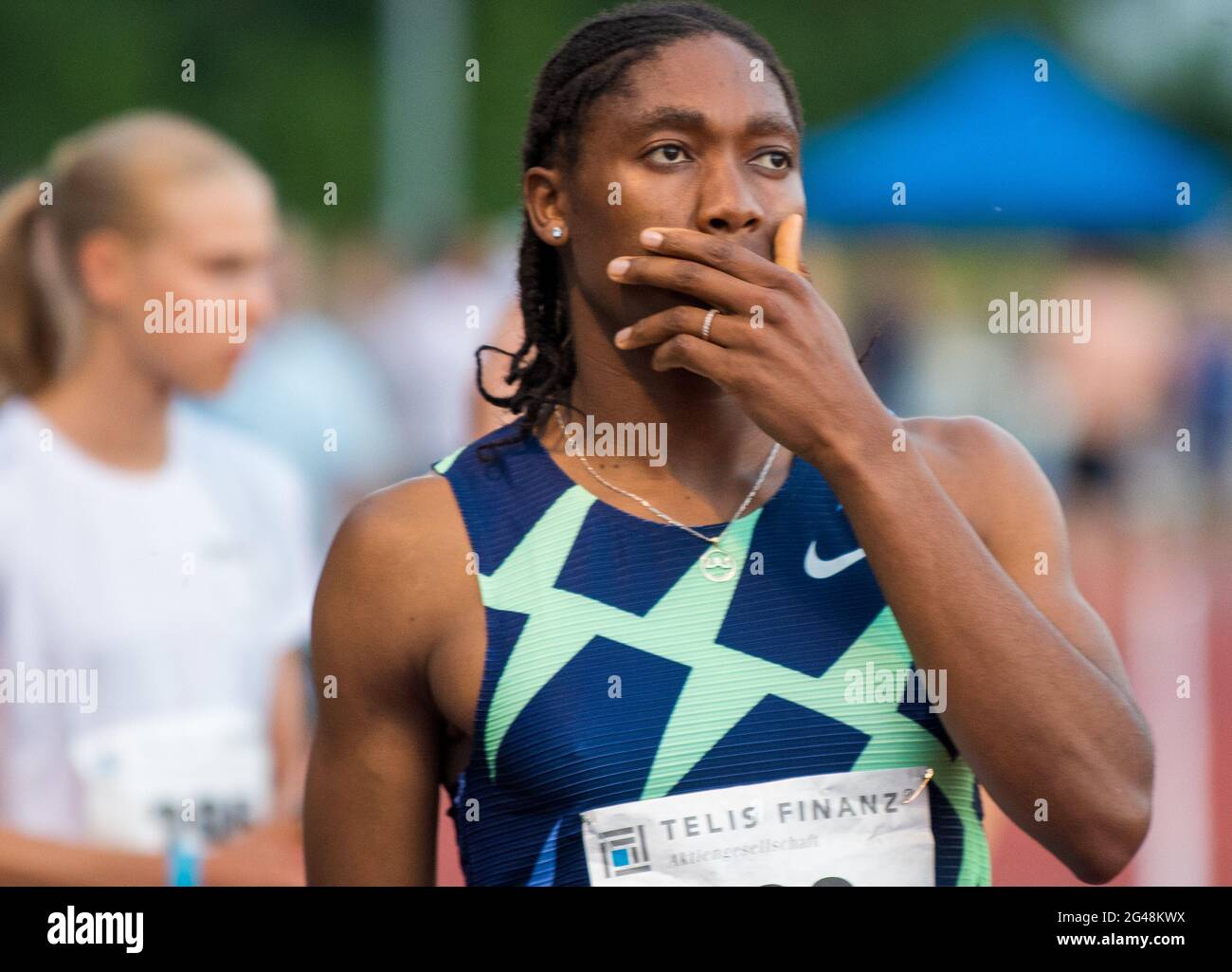 Regensburg, Germany. 19th June, 2021. Athletics: Caster Semenya holds ...